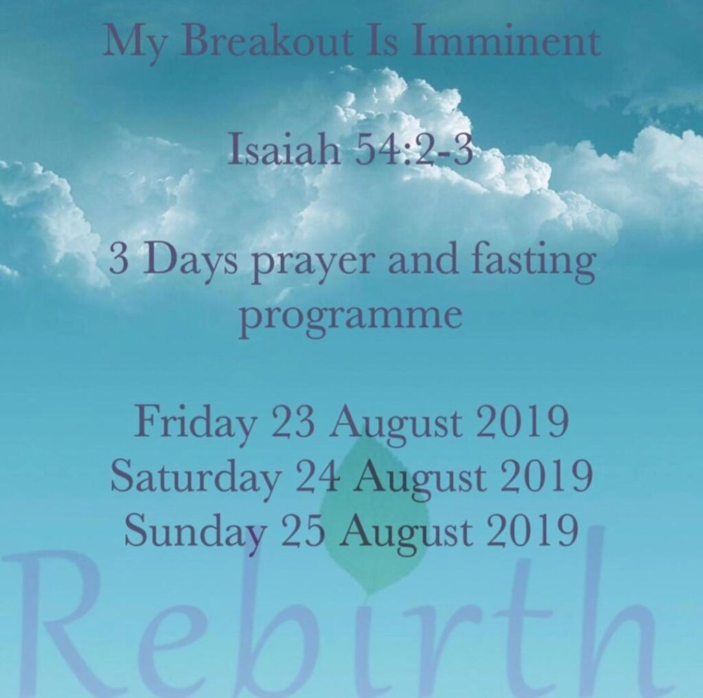 My Breakout is Imminent - 3 Days Prayer and Fasting Programme - Rebirth ...